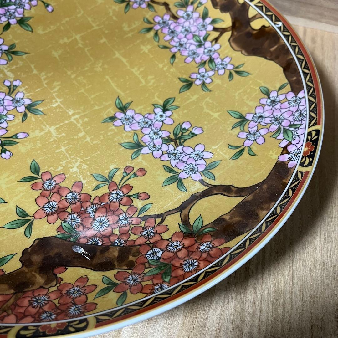 【美品】有田焼　静山作　桜皿　金装飾