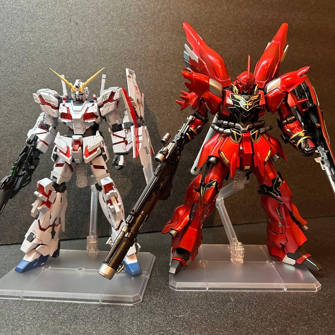 HG ユニコーン&シナンジュ　完成品　全塗装（パール）　ディテールアップパーツ