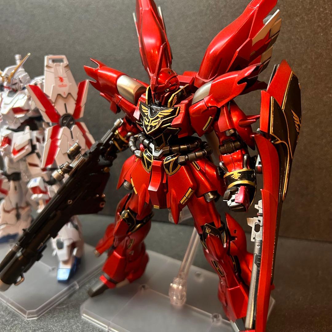 HG ユニコーン&シナンジュ　完成品　全塗装（パール）　ディテールアップパーツ