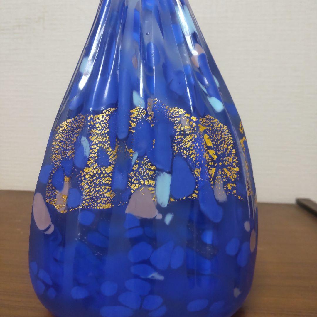藤田喬平 手吹 瑠璃洋酒器 「醍醐」 瑠璃金彩酒器 ガラス工芸品 文化勲章