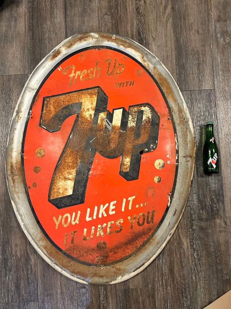 ★7up 看板★ビンテージ　ホーロー看板　セブンアップ　7UP