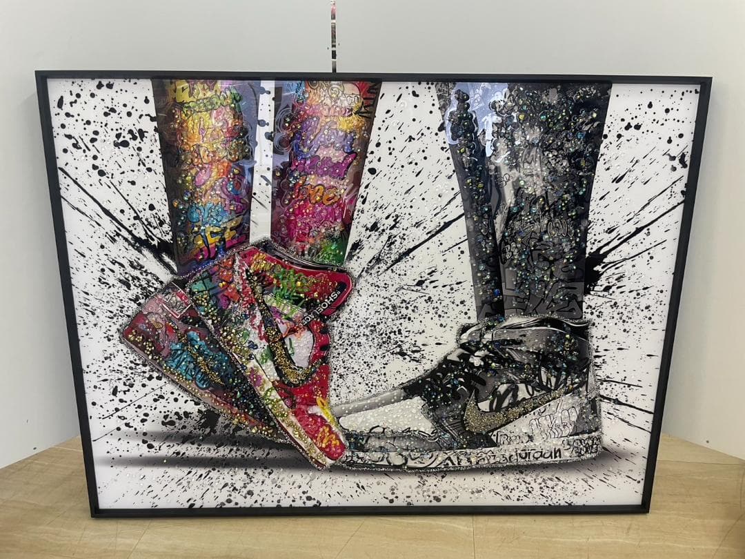 水晶絵　ナイキ　NIKE　スニーカー　アート　アートパネル　絵画　額縁　キラキラ