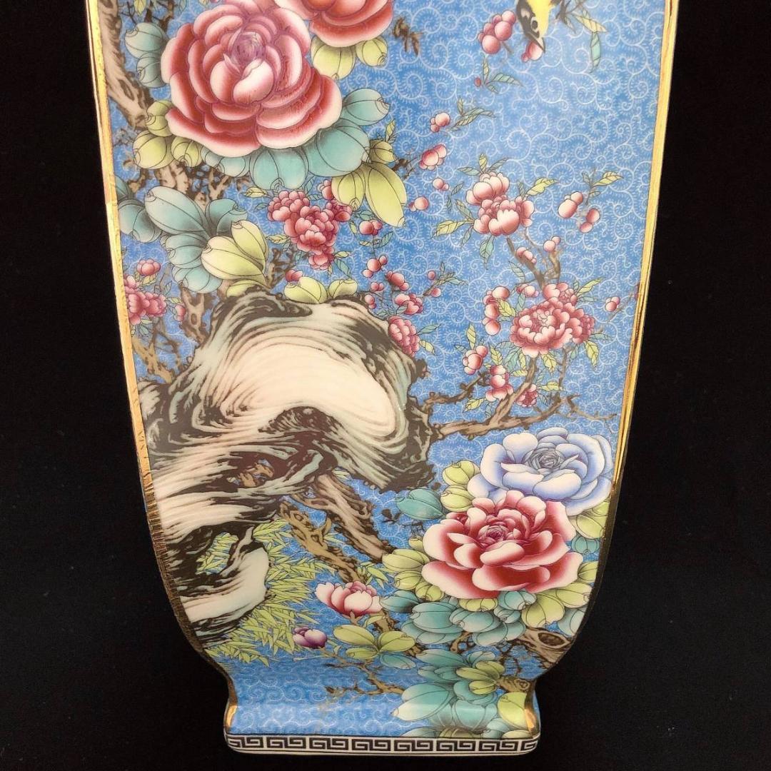 大清 乾隆 高さ35.2CM 紛彩花鳥瓶 骨董品 擺件 古賞物 傳世家珍 陶磁器