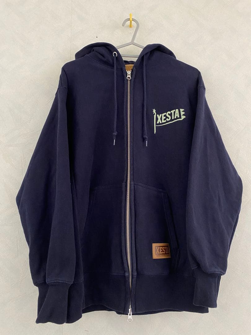 XESTA パーカー M ネイビー ダブルジップ Hoodie ゼスタ 釣り