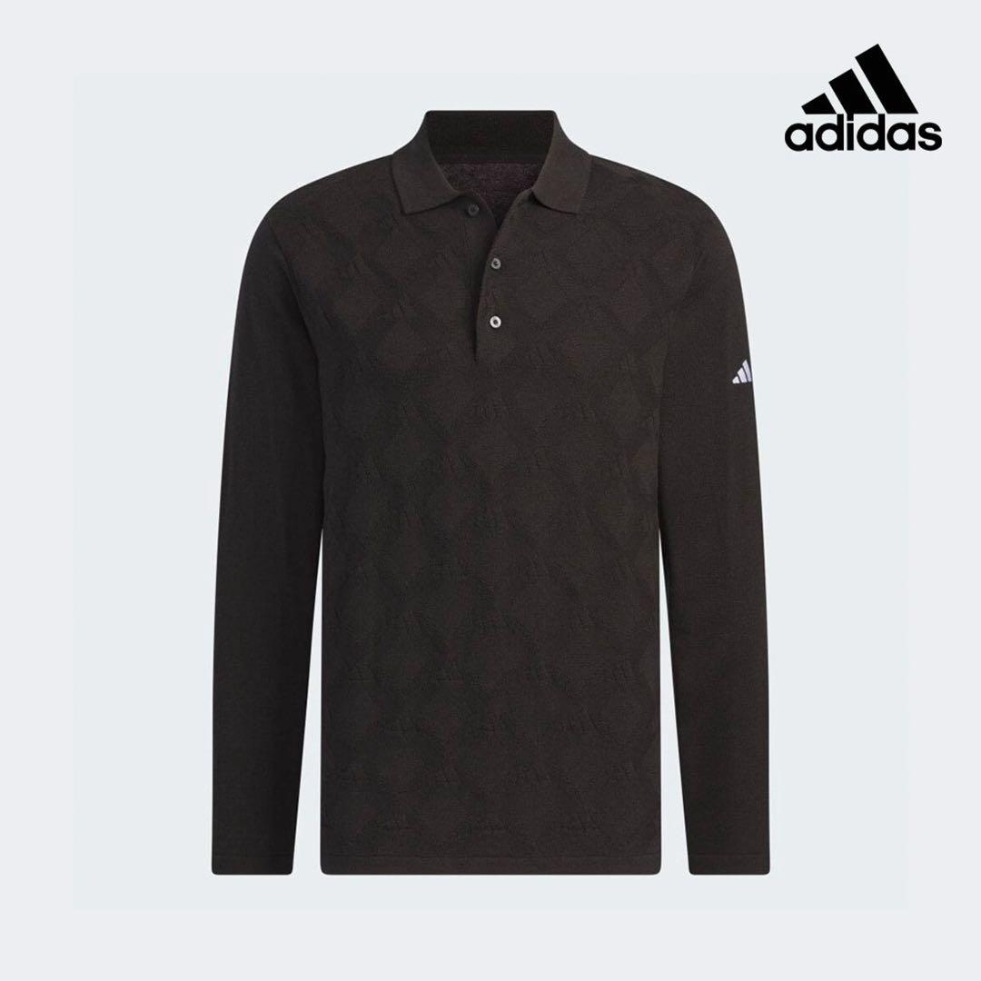 送料無料 新品 adidas GOLF アーガイル柄セーター ポロ XL BK