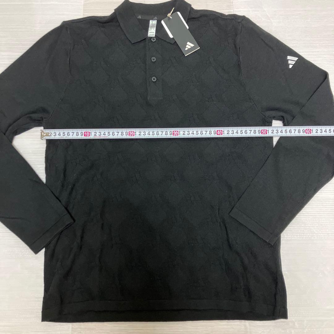 送料無料 新品 adidas GOLF アーガイル柄セーター ポロ XL BK