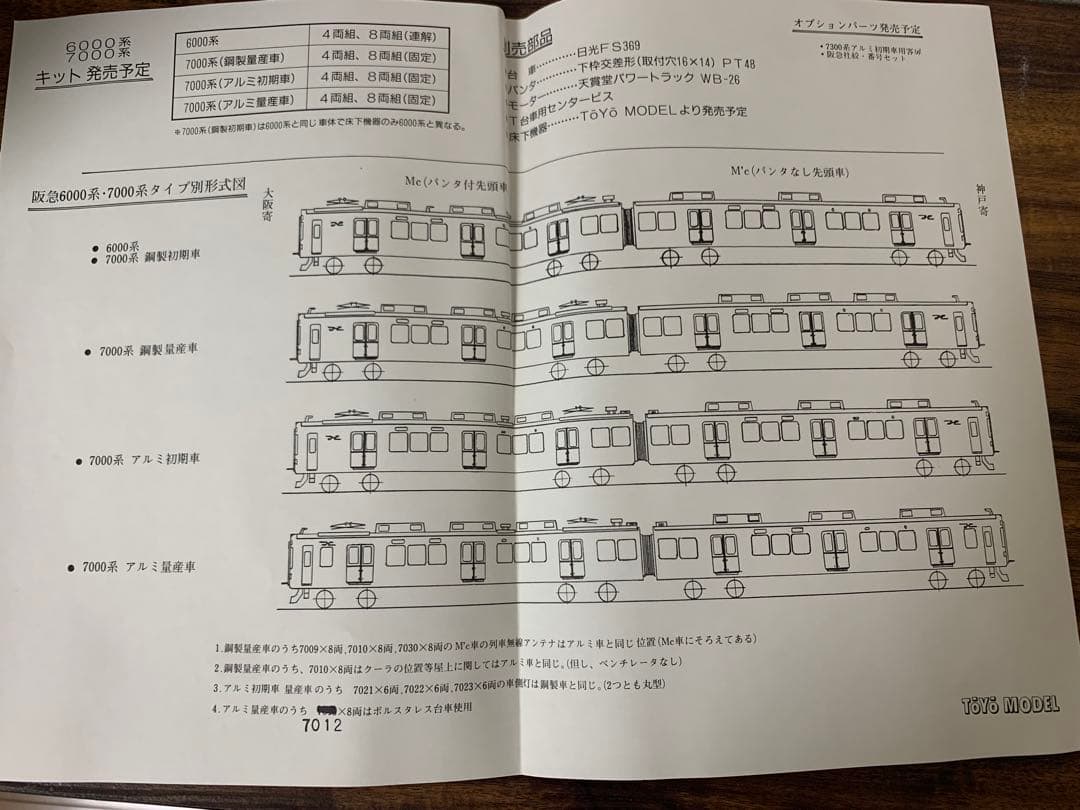 ひ*ん様 TOYO MODEL 阪急電鉄7000系アルミ車キット　未組立　HOゲ