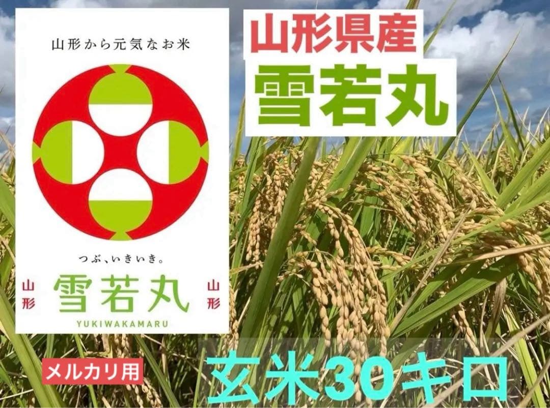 【受賞米】山形県産　特別栽培米　雪若丸　玄米30キロ　おいしいお米