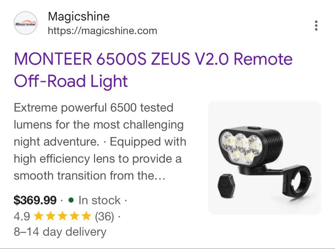 MAGICSHINE MONTEER 6500S 自転車用ライト20%OFF