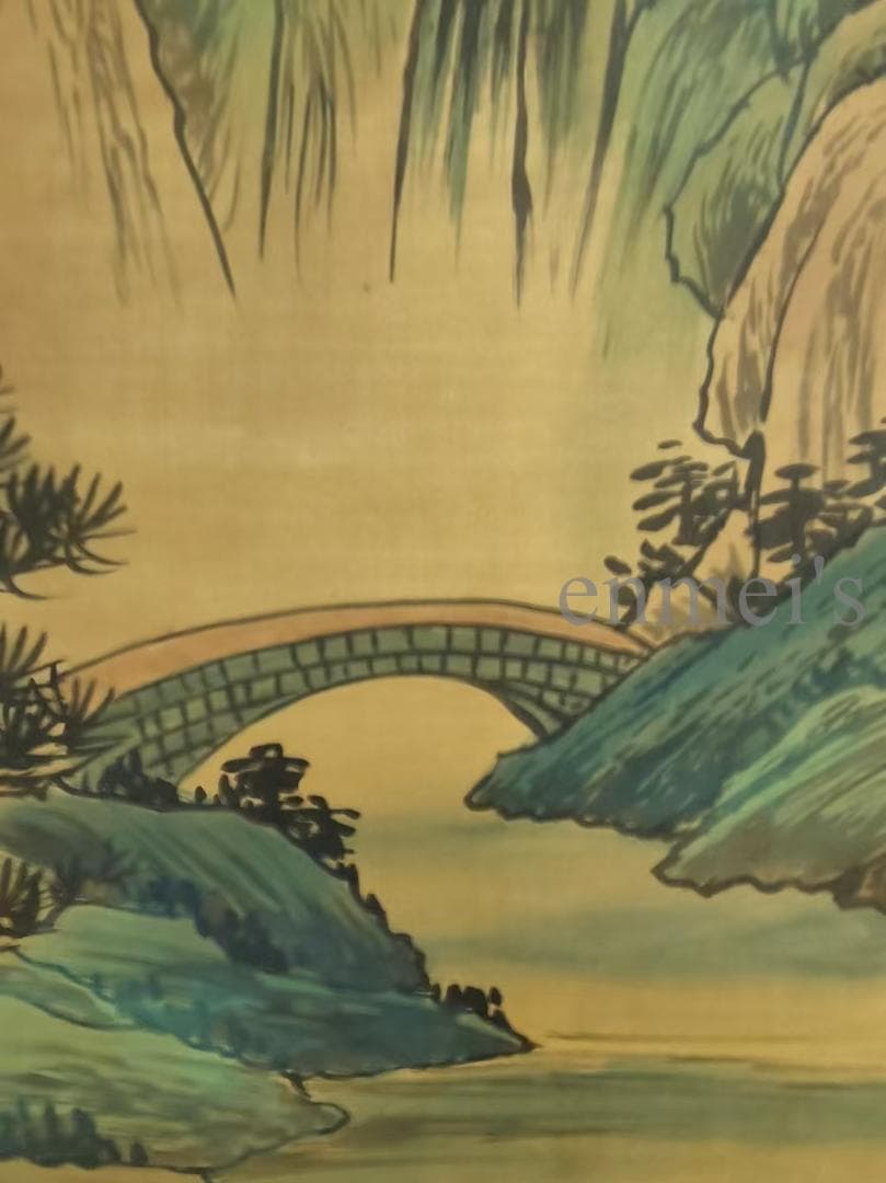 中国古美術 明代 董其昌作款 山水画 絹本 四尺 中堂画 唐物 肉筆 時代画家