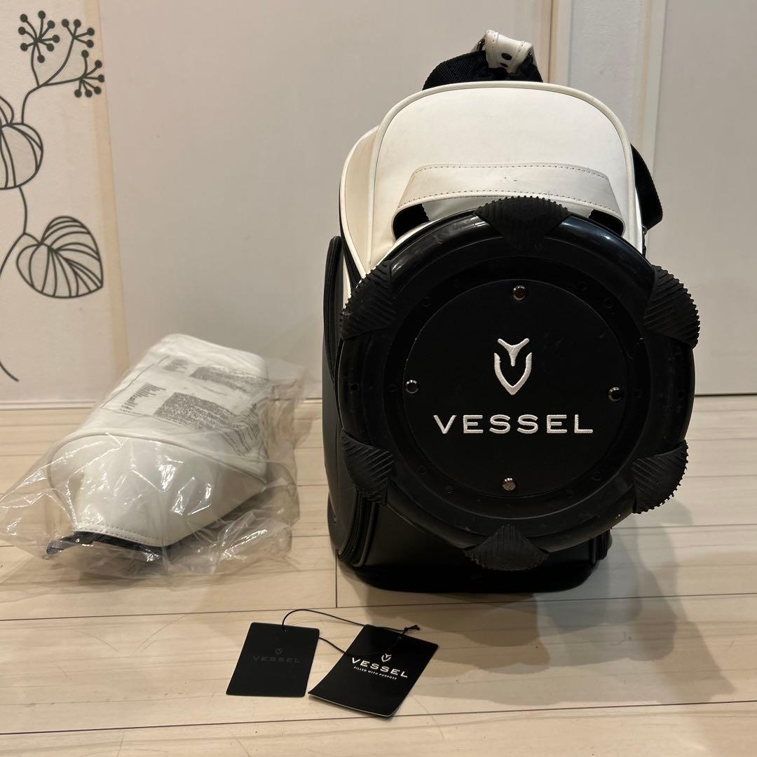 Vessel キャディバッグ 白黒 多機能ポケット付き