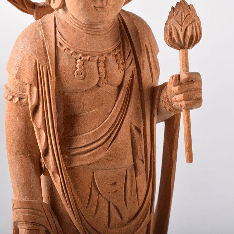 仏教美術　木彫　白檀　観世音菩薩像　仏像　置物　時代箱　C　7585