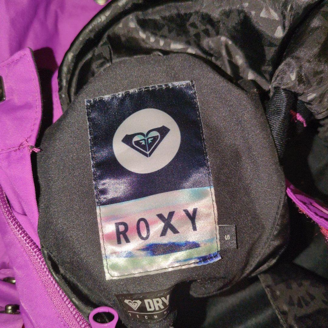 【美品】ROXY　スノボウェア　上下セット　Ｓ　総柄　ロゴ　パープル