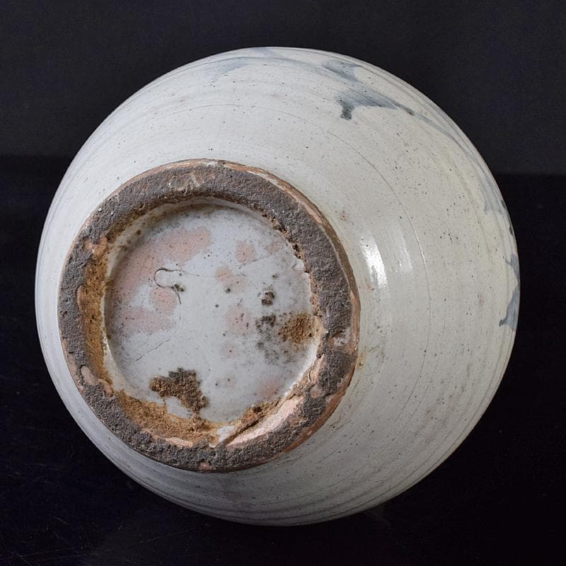 朝鮮美術　李朝　高麗白磁　染付　花文　碗口瓶　C　R8418