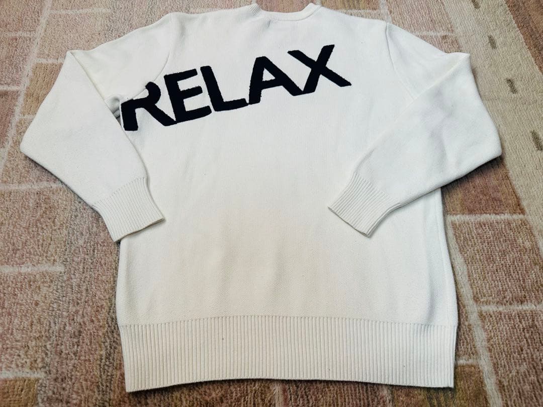 【美品】1PIU1UGUALE3 RELAX ニットセーター ロゴ ホワイト L