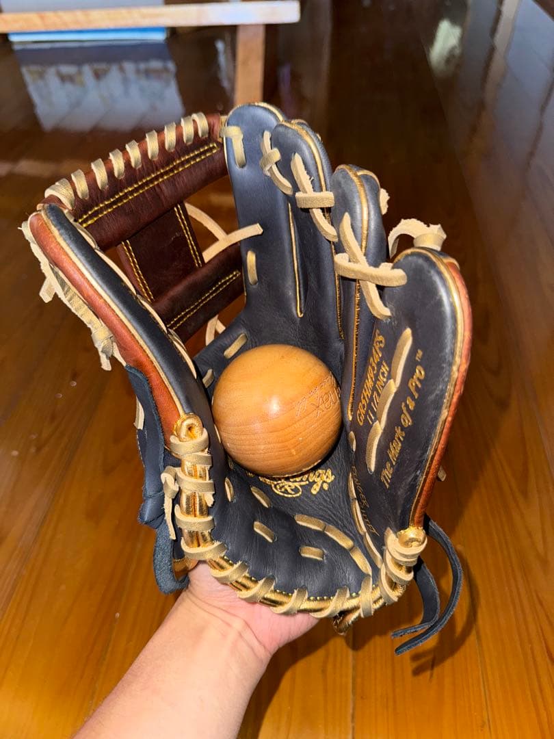 Rawlings 軟式グローブ ネイビー/ブラウン 収納袋付き