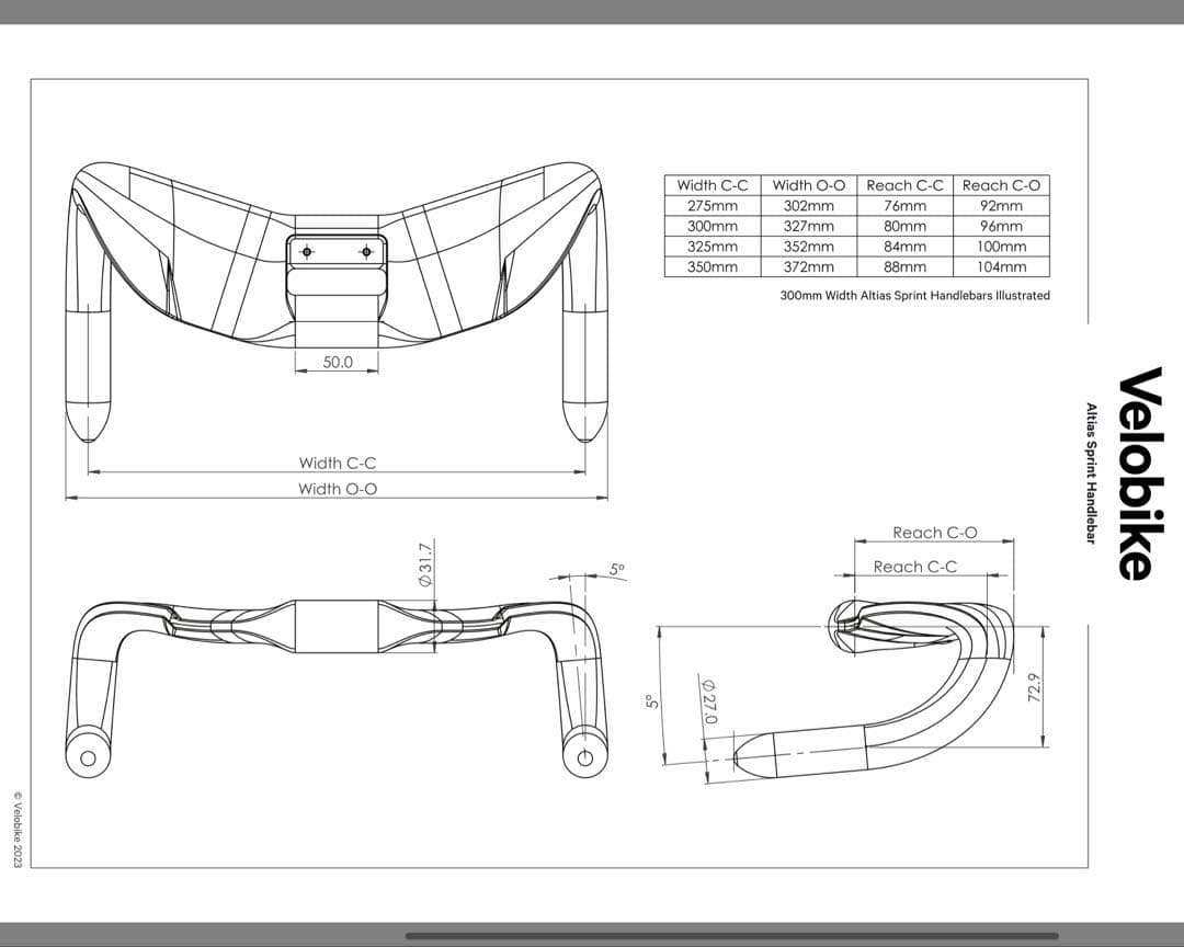 パーツ Velobike Altias Sprint Handlebar 275mm