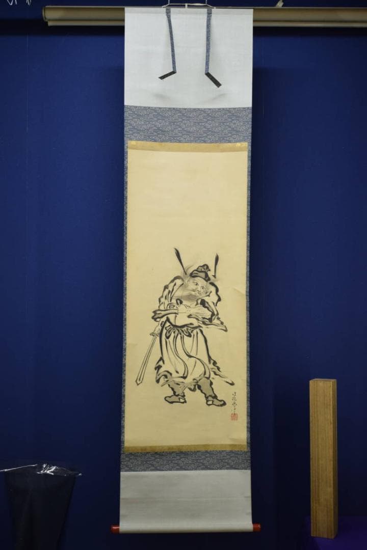 真作/法橋幽斎/鐘馗図/布袋屋掛軸HH-123