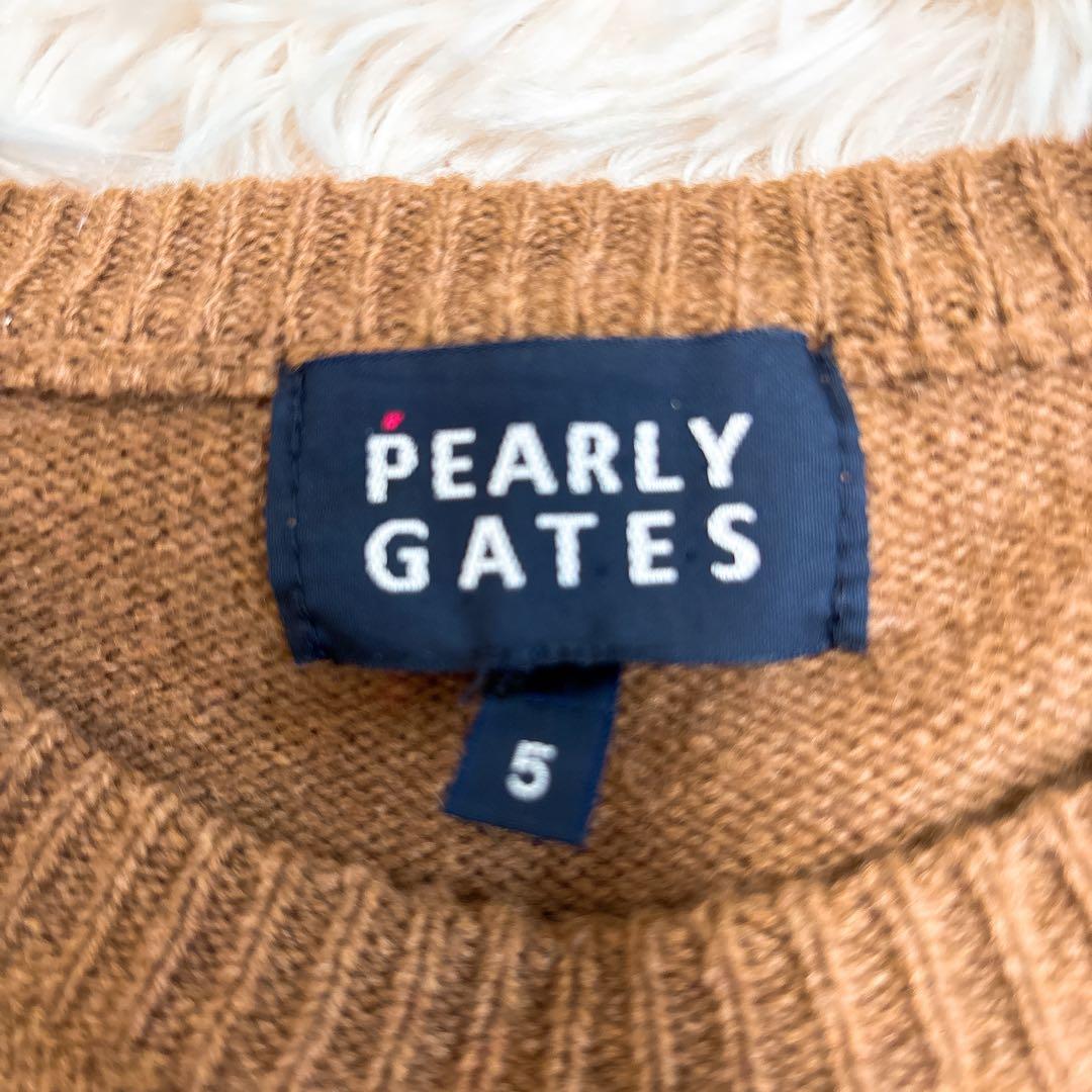PEARLY GATES カシミヤ混 ブラウン セーター ゴルフ ニット 羊毛