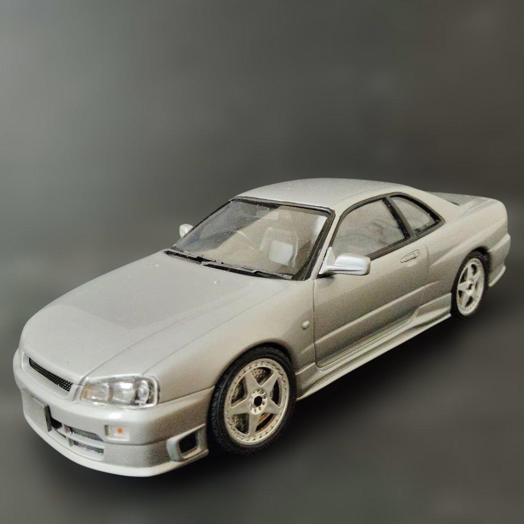 フジミ 1/24 絶版R34スカイラインニスモ 完成品 走り屋 シャコタン