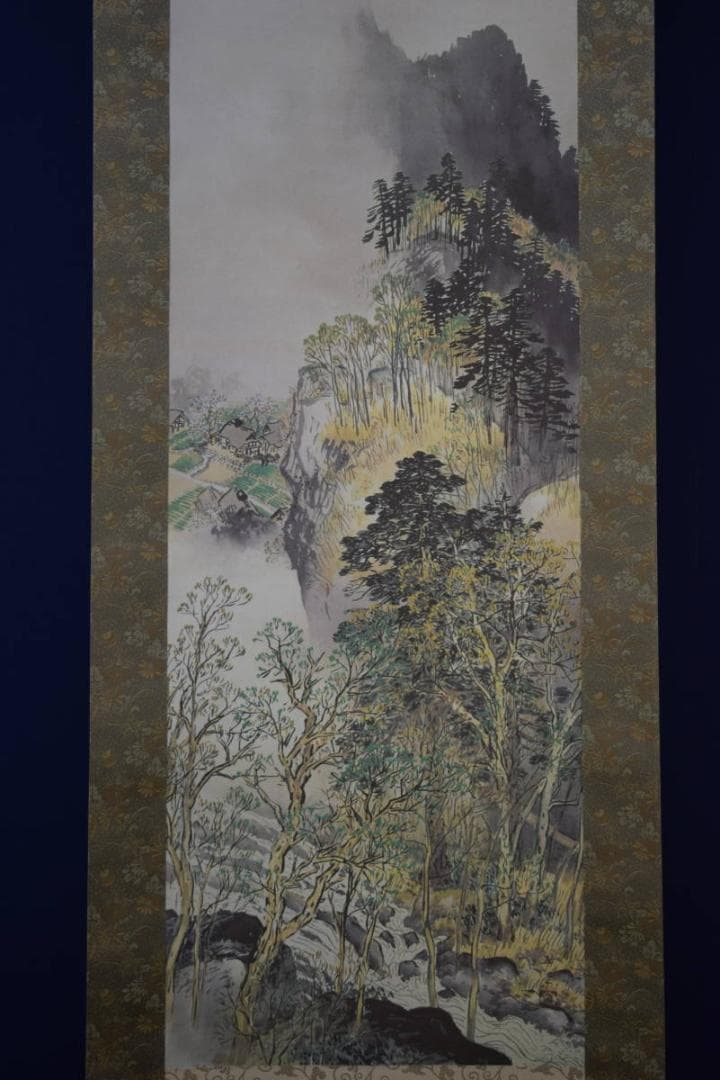 複製/川合玉堂/渓村春信/工芸/桐共箱付/布袋屋掛軸HE-676