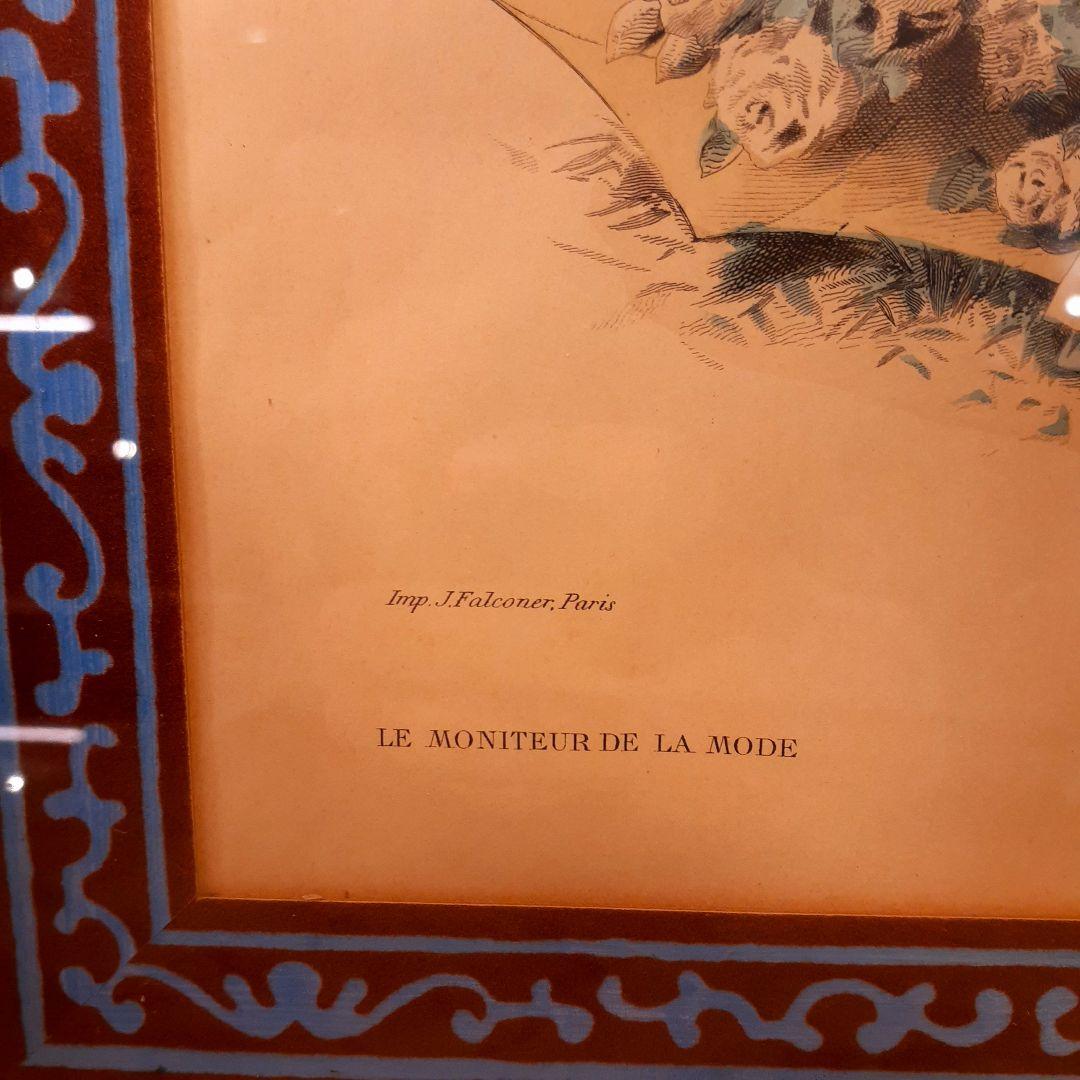 貴重　1900年作品　絵画　『100年前のフランス貴婦人』　手彩色　アンティーク