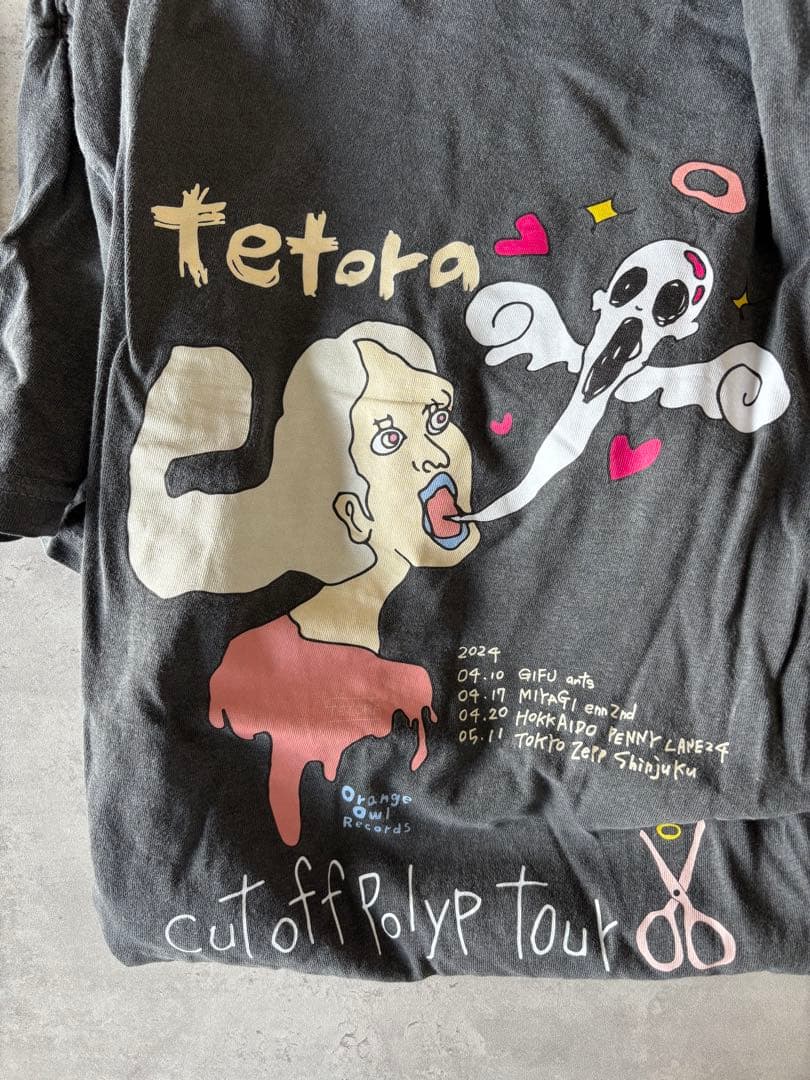 1度着用:【TETORA】 【テトラ】Tシャツ ブラック グレー Lサイズ