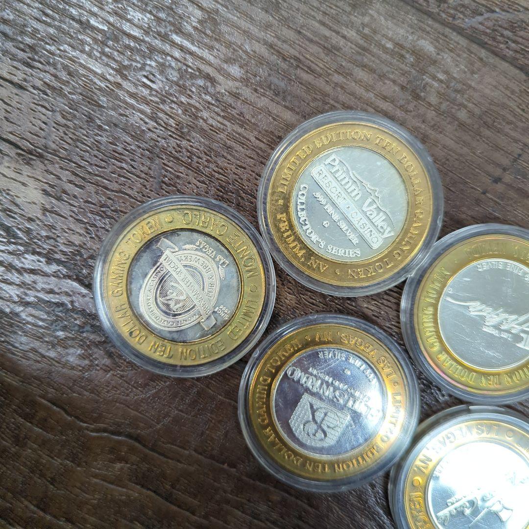純銀10$銀貨×5 ラスベガス　カジノトークン　シルバーストライク