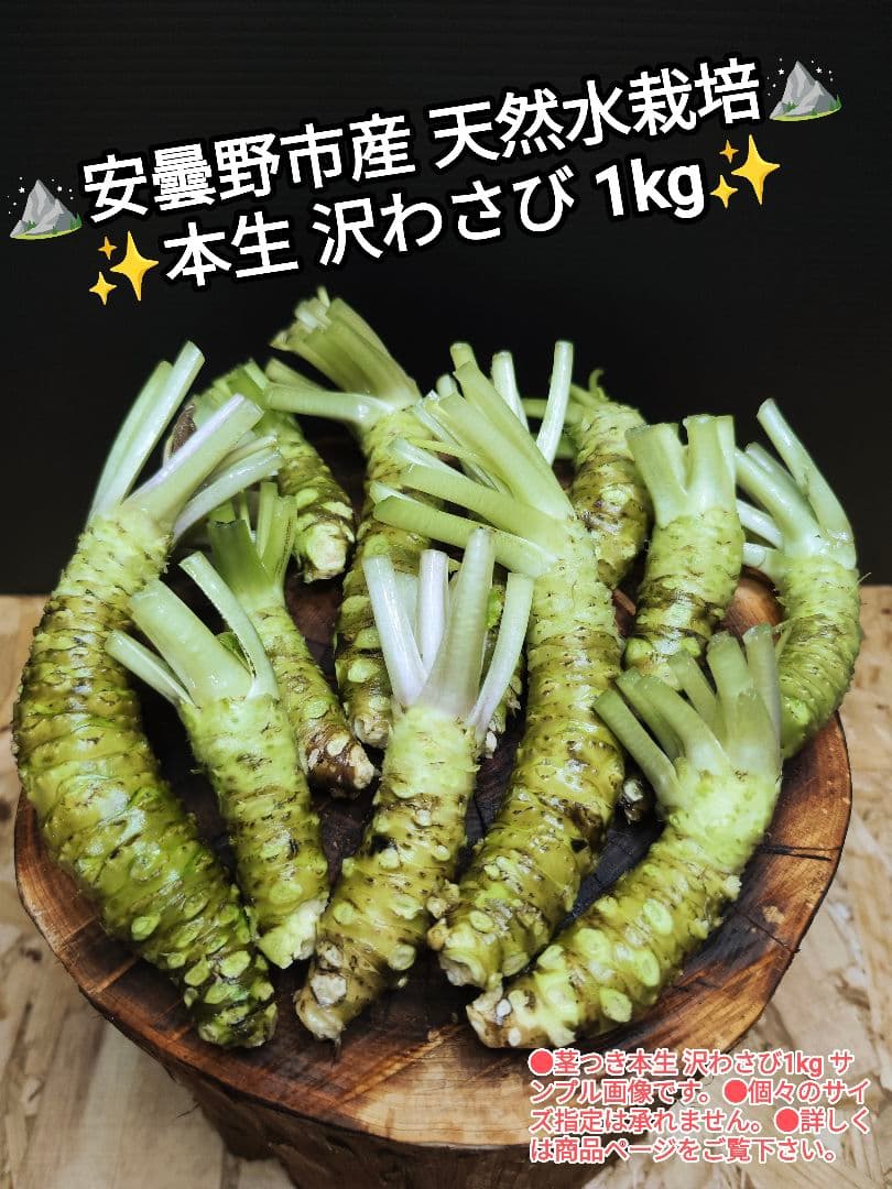 安曇野産 ✨生わさび 1kg✨ 本生わさび 茎付きわさび 沢わさび