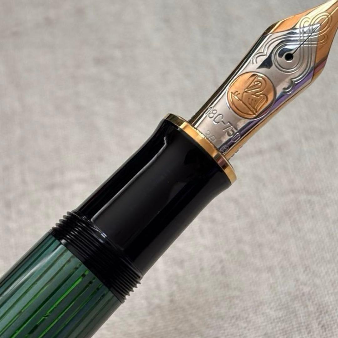 旧型緑縞ペリカンM1000万年筆3Bペン先pf刻印入り pelikan