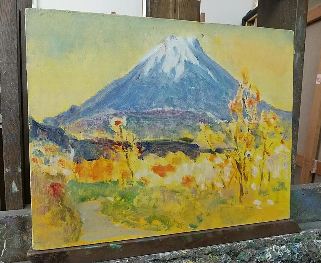 「本栖湖にて」F6 絵画 油絵 油彩画 アート 風景画 富士山
