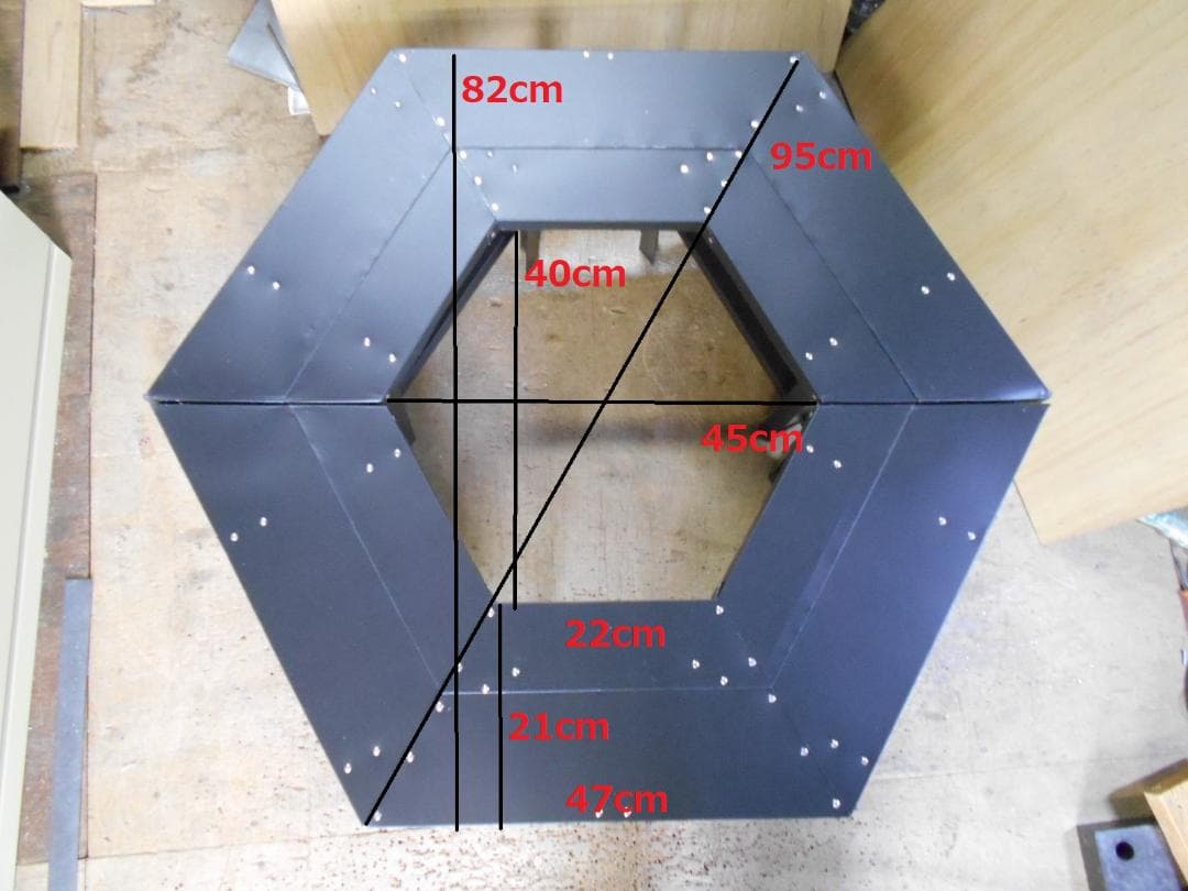 ヘキサテーブル 2分割 ブラック 内径広タイプ 焚火テーブル ガルバ 折畳 自作