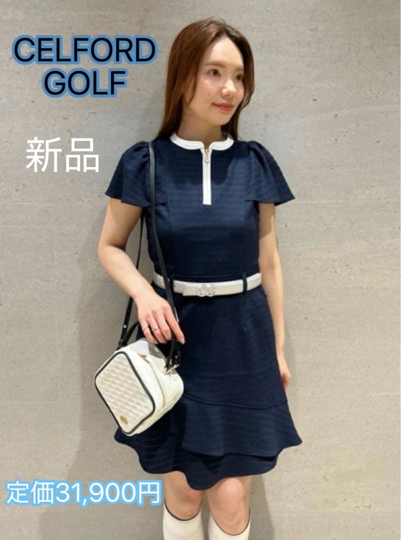 CELFORD GOLF ストレッチレース袖フレアワンピースセルフォード ゴルフ
