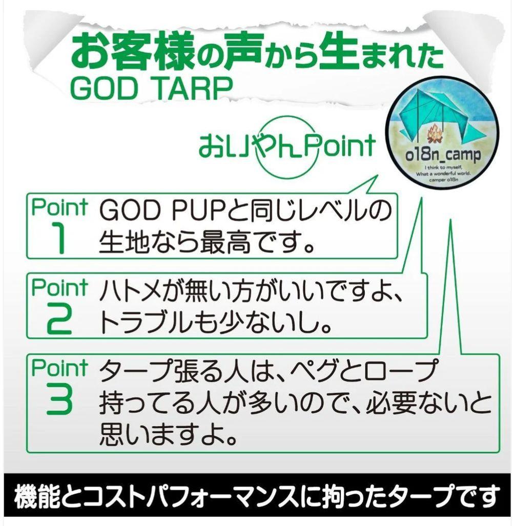 ゴッドタープ 4×4m 黒　TC210g厚手　焚き火OK　遮光性　防水500mm