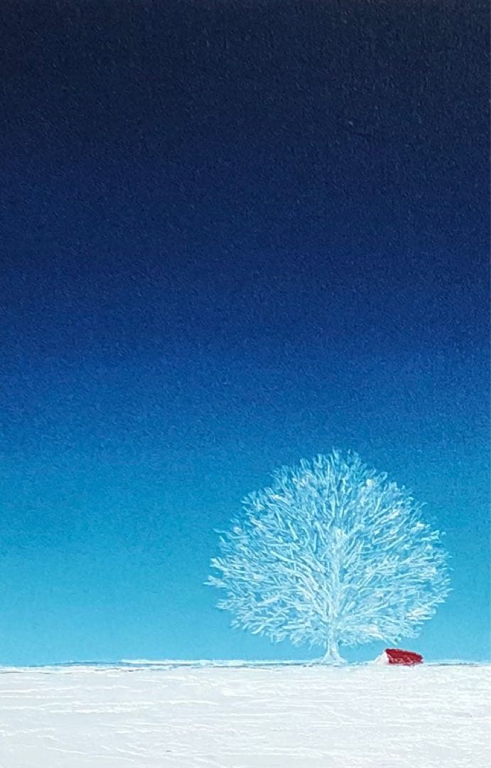絵画　油絵　原画　一点物　夜　ブルー　メルヘン　樹　隠れ家　プレゼント　M8