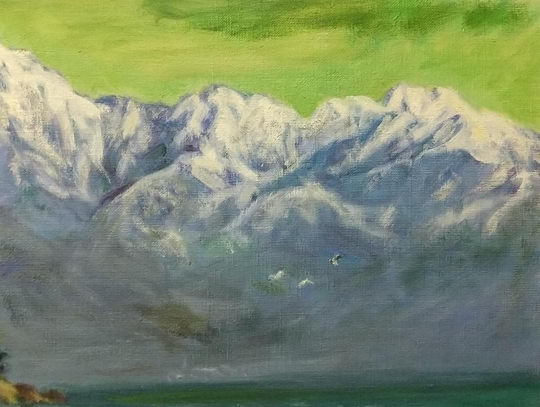 「立山連峰」M10 絵画 油絵 油彩画 風景画 北アルプス 額縁 額装 古径