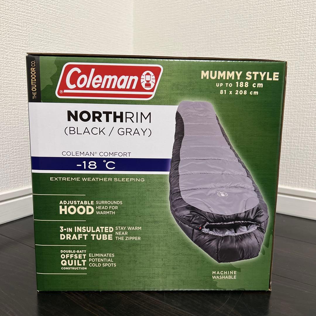 【新品未使用｜未開封】コールマン アウトドア マミー ノースリム 寝袋 黒×灰色