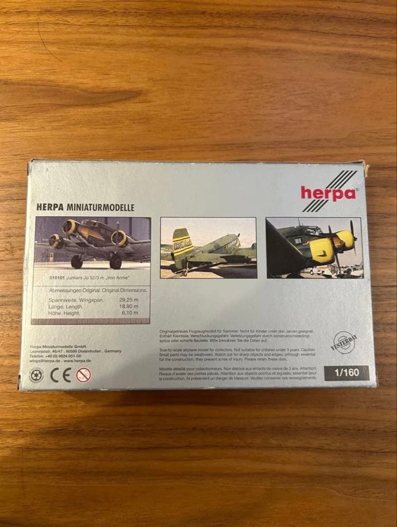 新品未使用Herpa Junkers Ju 52/3m 1/160 絶版 \"