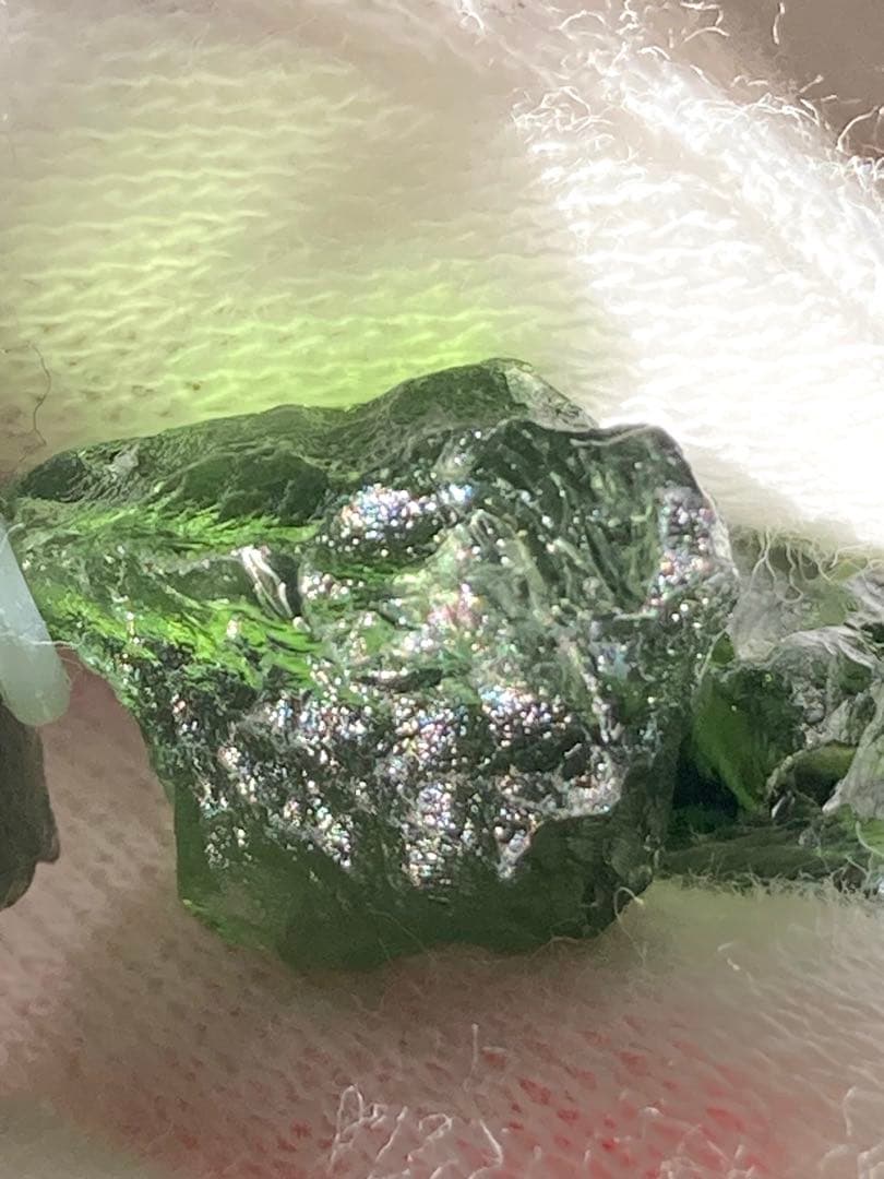 モルダバイト　ブレスレット　鑑別書付き　レインボー