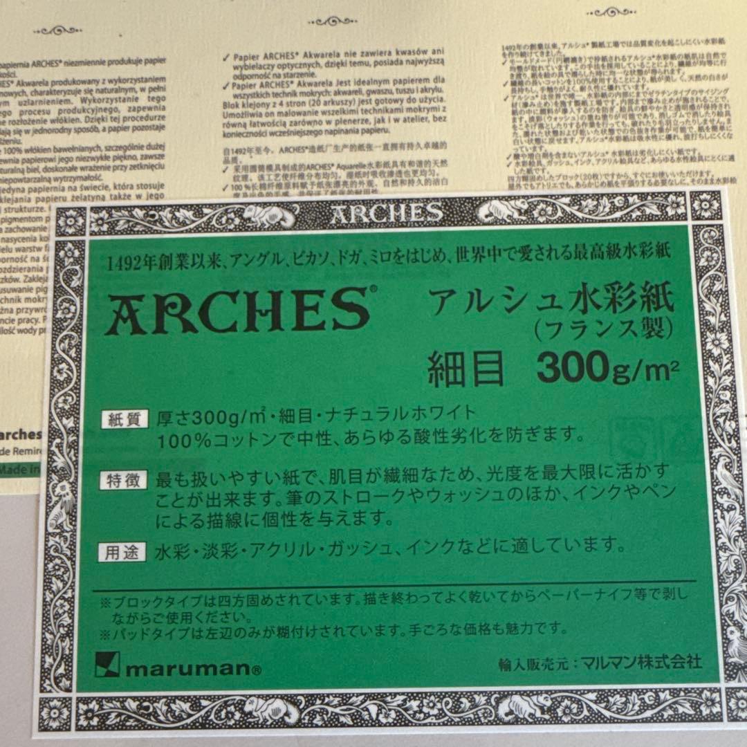 2冊セット　アルシュ水彩紙ブロック 細目300g/ 23×31cm 20枚綴り
