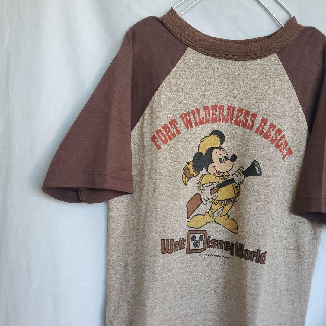 希少 70s Disney　ディズニー　ミッキーマウス　ラグラン Tシャツ
