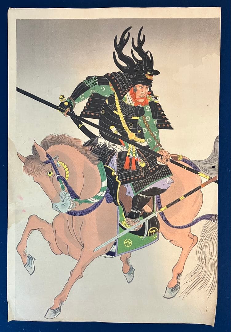 木版画　楊洲周延【小牧役 加藤清正 本多忠勝】浮世絵　小牧 長久手の戦い