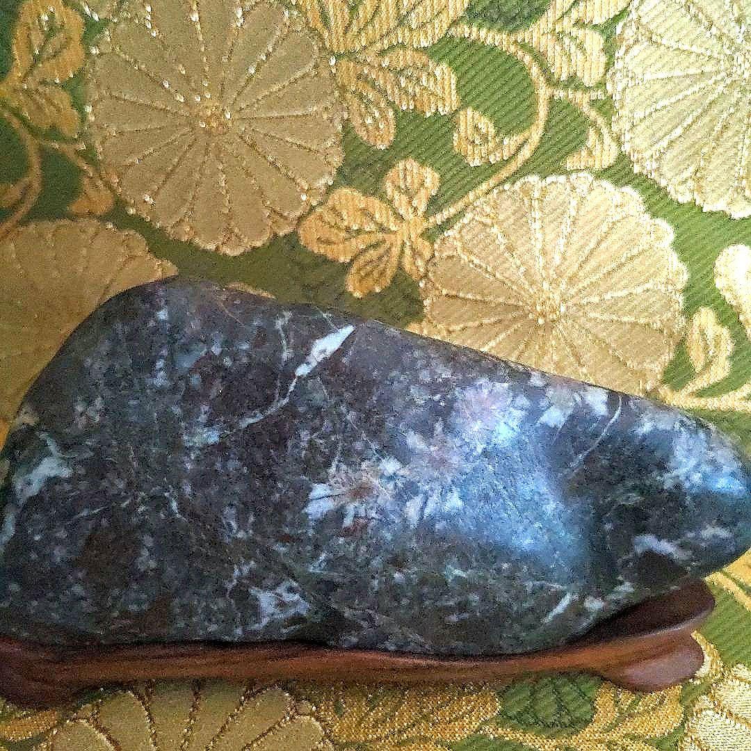 【最終価格】 根尾谷　菊花石　台座付　水石　　盆石　三連華