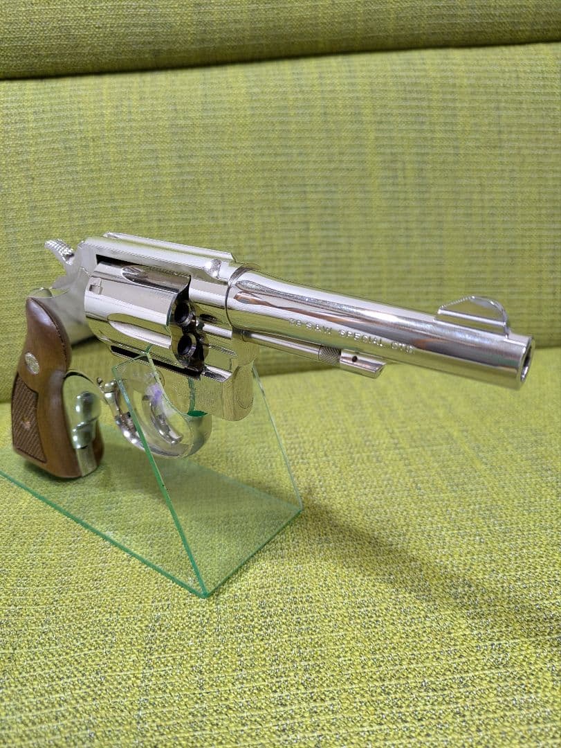 (木グリ)　タナカワークス　S&W M10 ミリポリ　ニッケルフィニッシュ