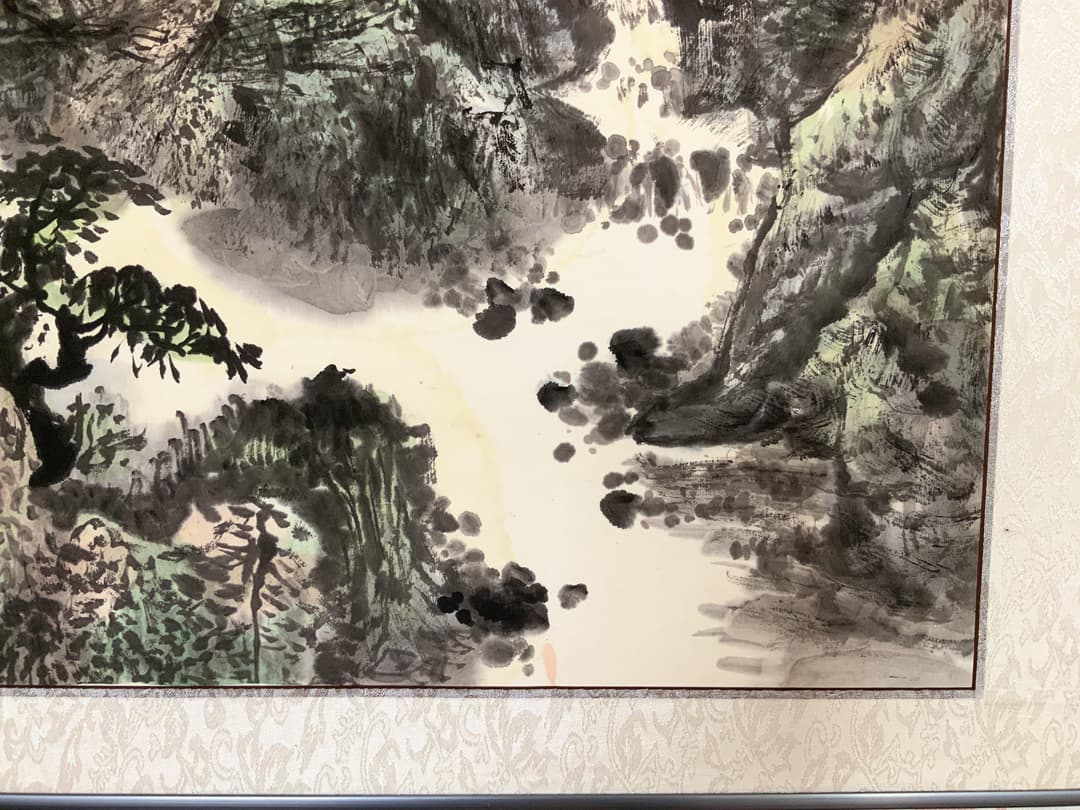 額縁 美術品 水墨画 飾り 山水絵 日本画 中国画 伝統芸術 真作 原作 アルミ