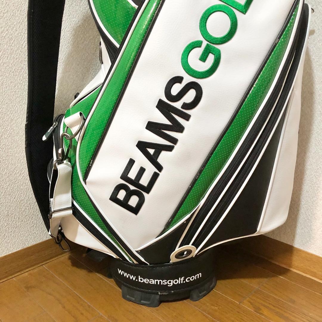 BEAMS GOLF キャディバッグ ホワイト/グリーン カート 5分割