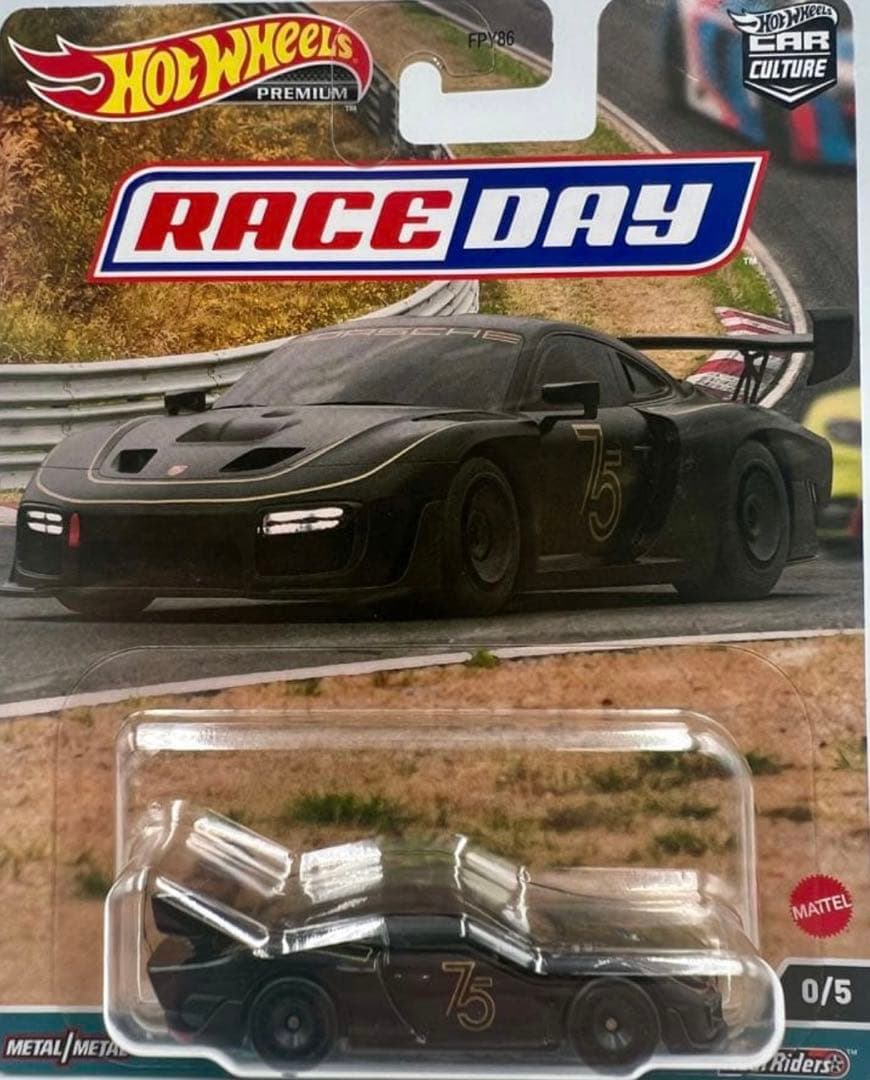 Hot Wheels Race Day Porsche chase 黒ミニカー