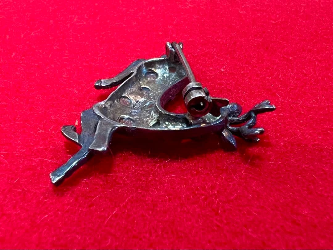 ブローチ アクセサリー　トナカイ寶石鹿925刻印 銀SILVER Brooch