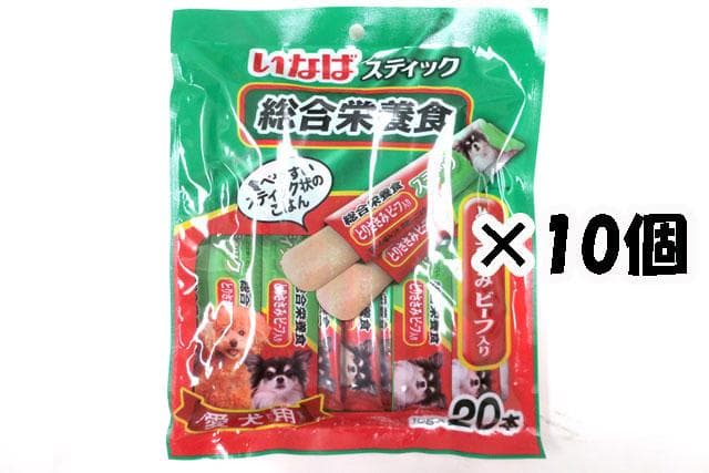 専用　いなば犬用スティック総合栄養食　とりささみビーフ入り15g×20本×10個