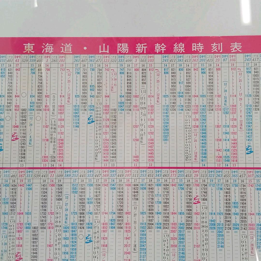 国鉄　東海道・山陽新幹線時刻表（昭和６０年１２月１日から昭和６１年２月２８日）